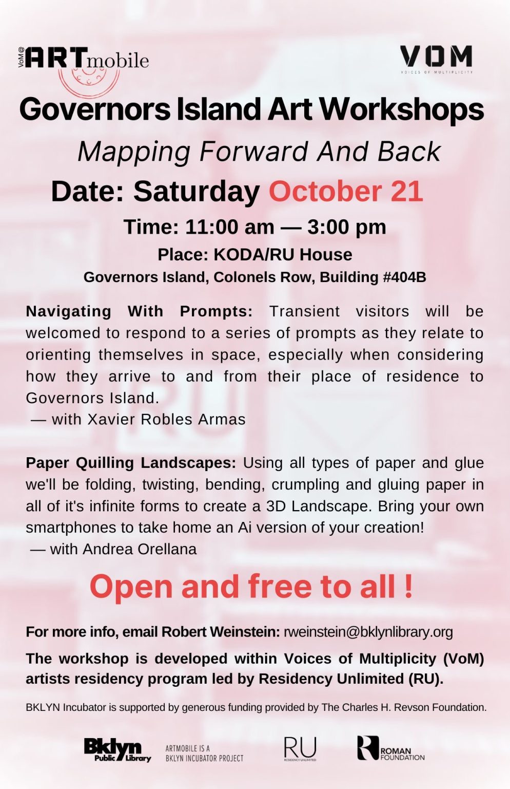 Residency Unlimited | VoM and @ARTmobile Workshop #6: Mapping Forward And Back